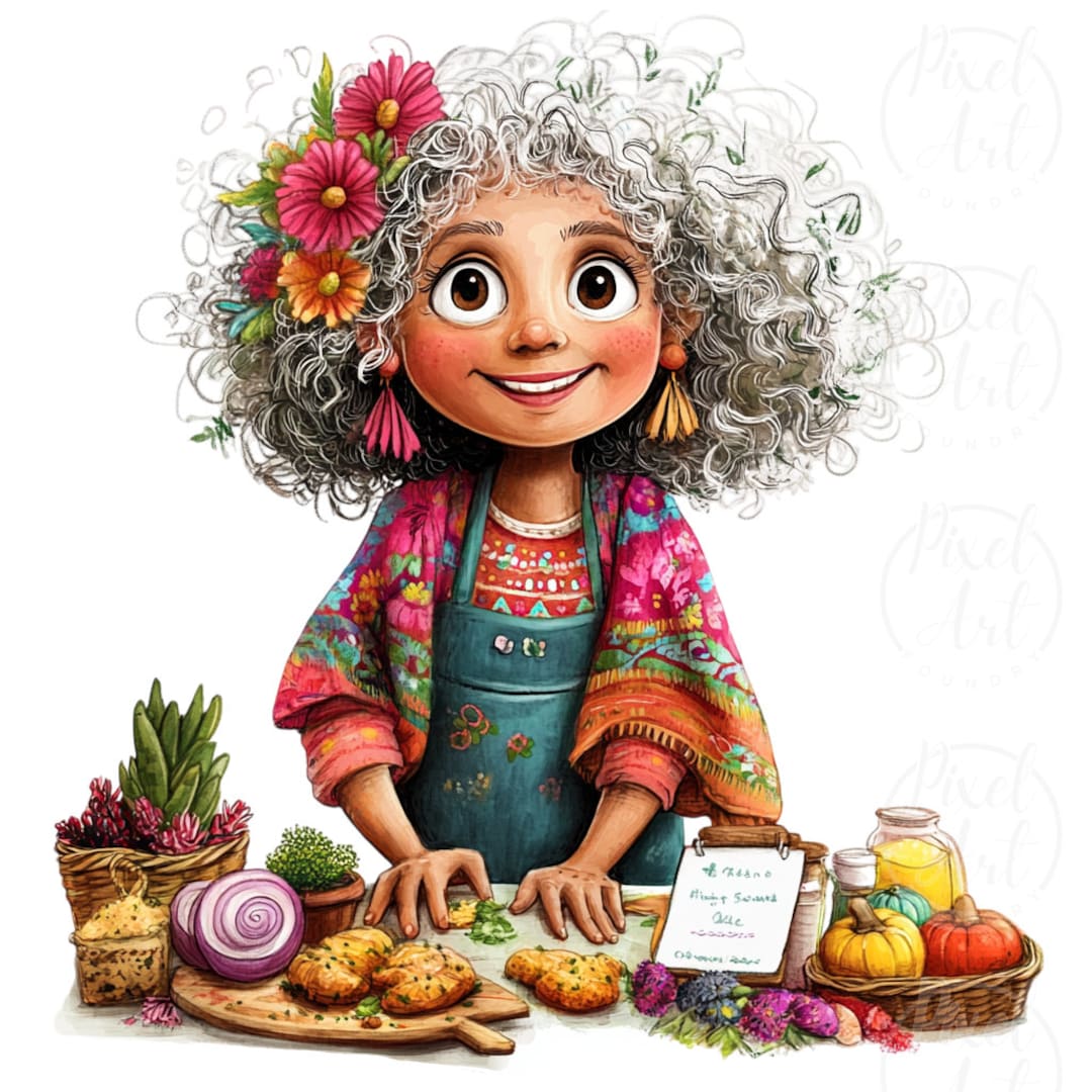 Cheerful Hispanic Abuela Clipart Collection, 21 Latin Grandma Digital ...