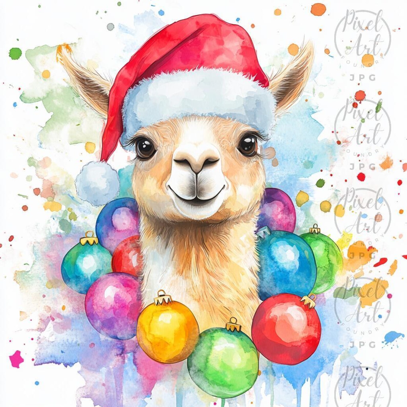 Festive Holiday Llamas Clipart Christmas Decor Quirky Crafts ...