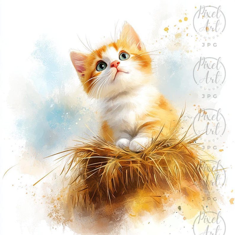 Curious Farm Cats Clipart Rustic Decor Animal Themes for Kids Stories ...