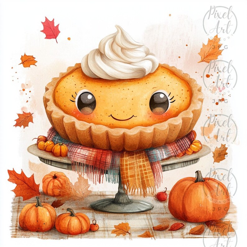 Pumpkin Pie Character Clipart Collection Cute Thanksgiving Pie Faces ...