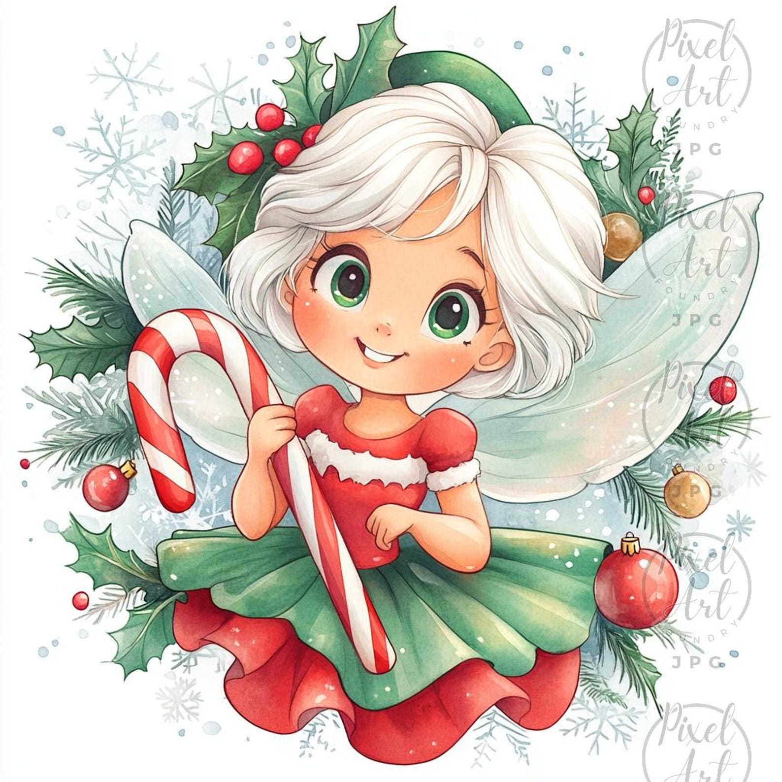 Christmas Fairies Clipart, Watercolor Holiday Art (20 JPG) - Etsy