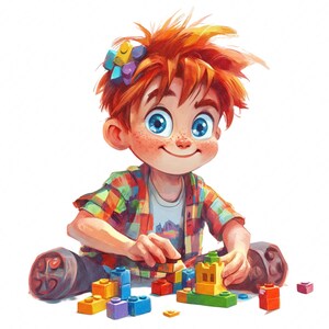 Adorable Ginger-haired Boy Clipart Set 22 Redhead Pngs of Cute Scenes ...