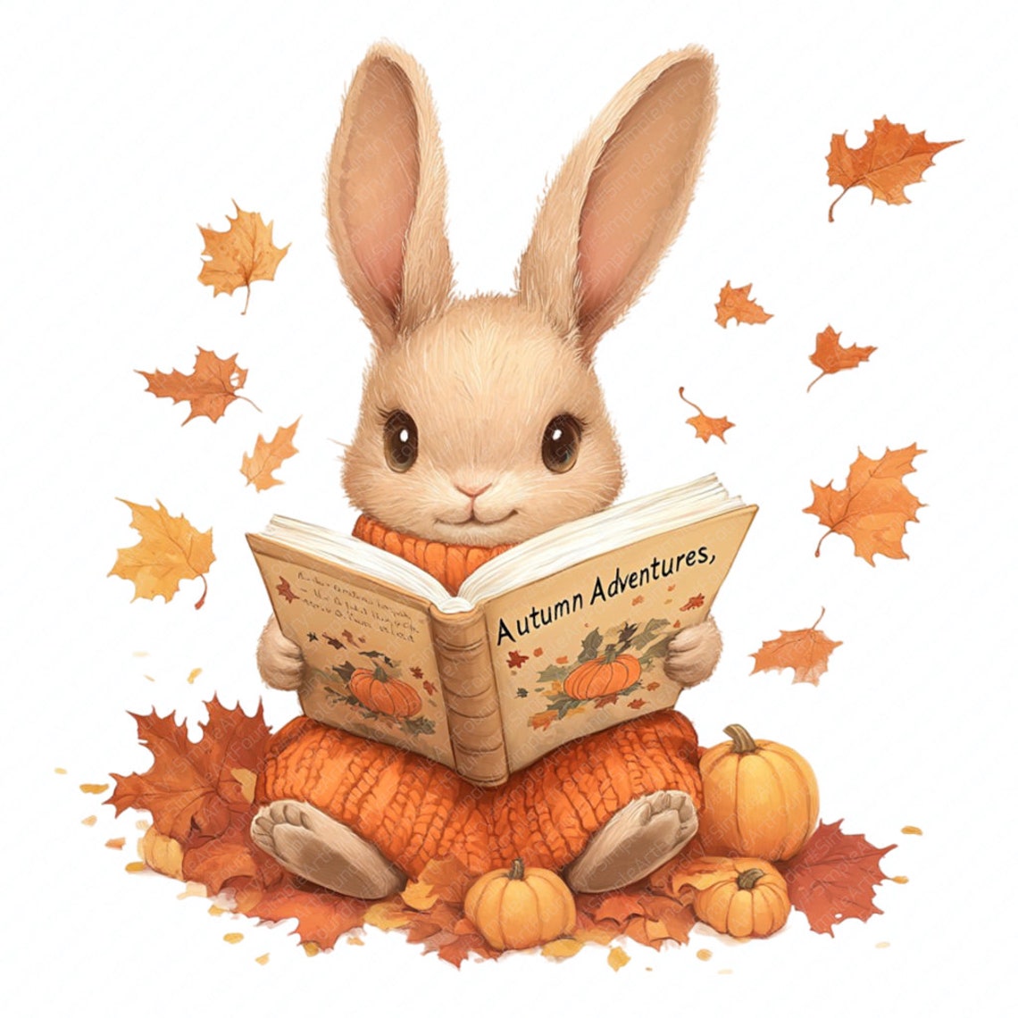 Fall Bunny Clipart Set 28 Pngs Cozy Sweaters & Autumn Leaves Cute ...