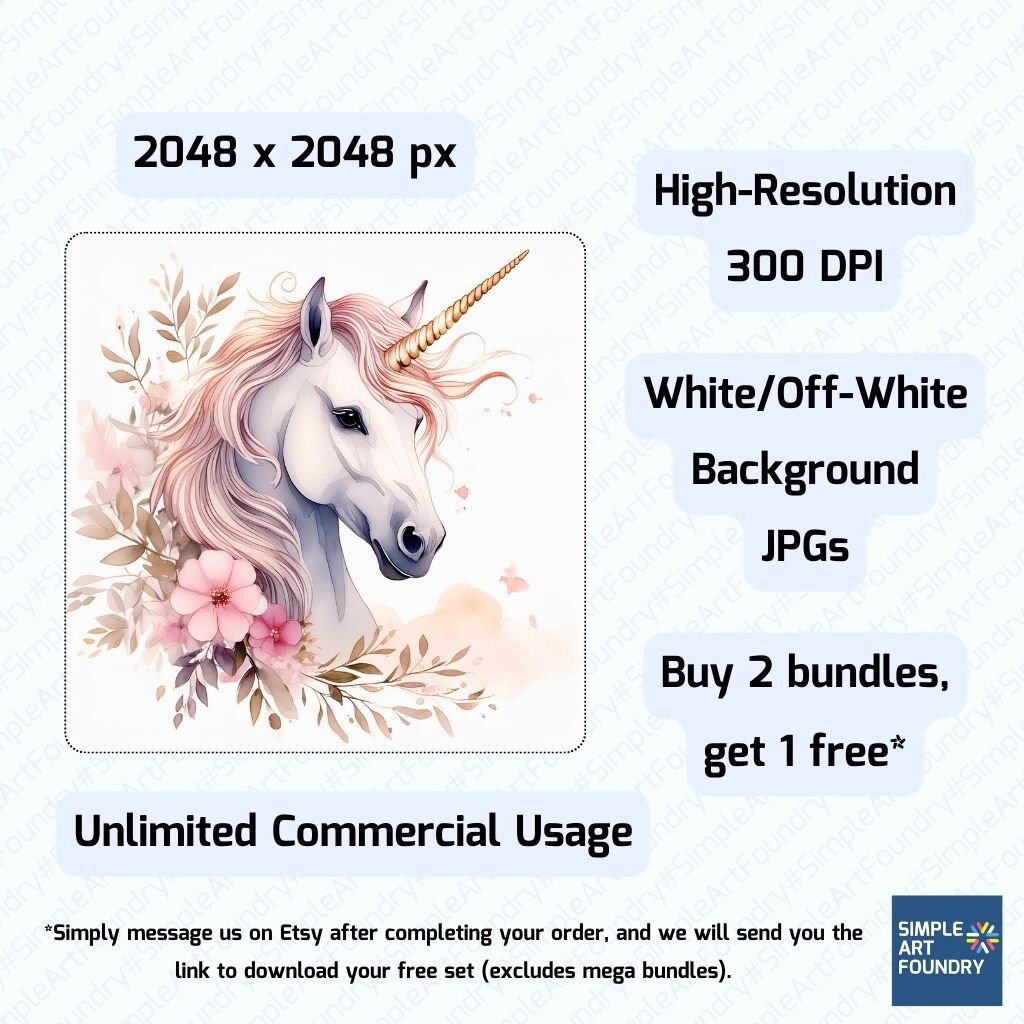 16 Magical Unicorn Clipart | Watercolor JPG | Whimsical Art for ...