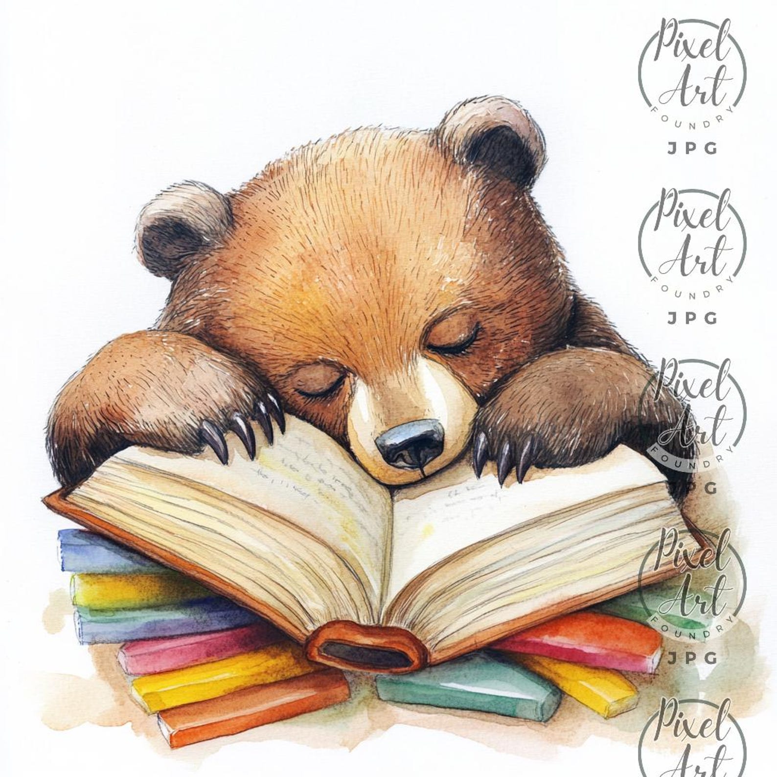 Adorable Vintage Bears Reading Books Clipart Collection Nursery Décor ...