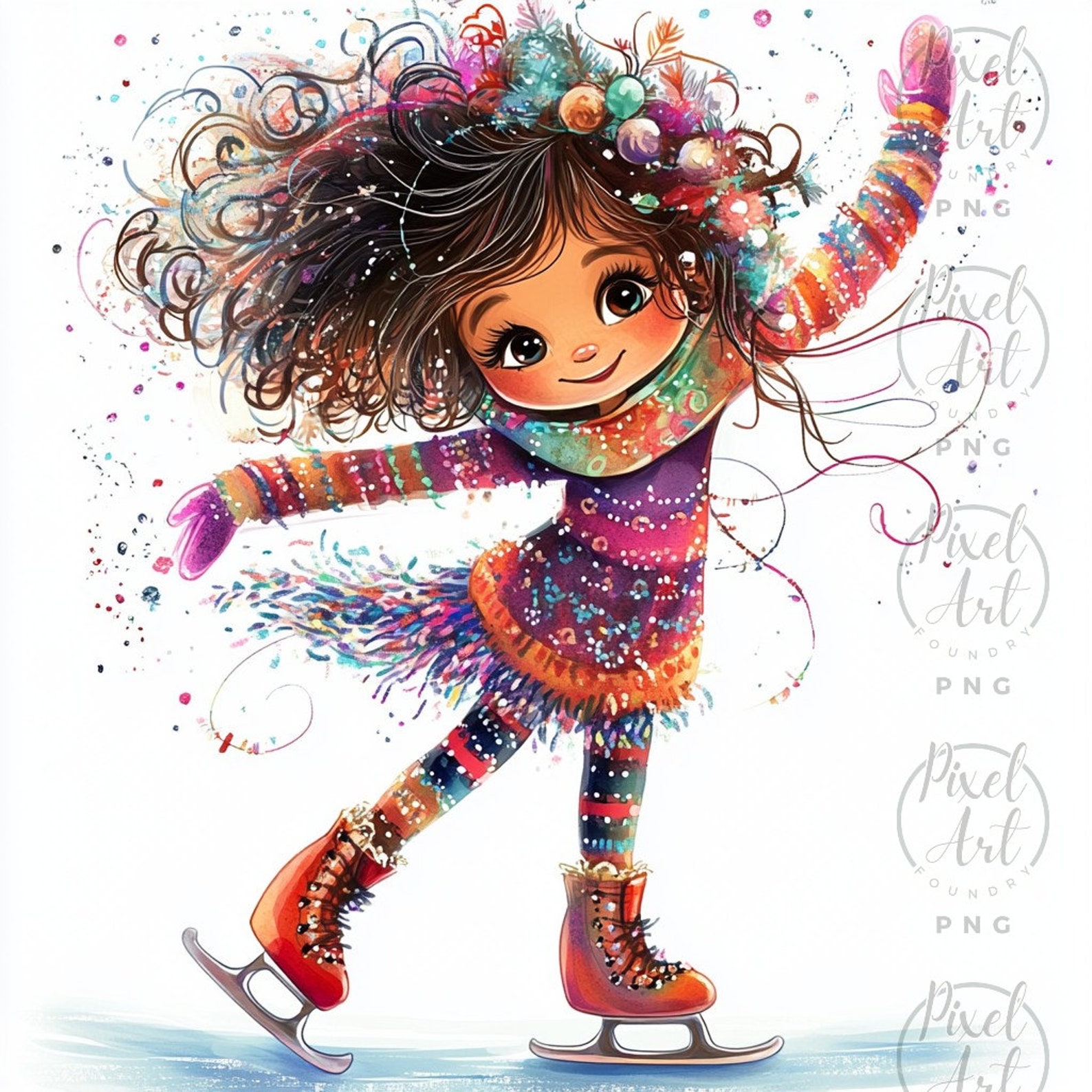 Ice Skating Quirky Girls Clipart Collection Winter Fun Playful Girls ...