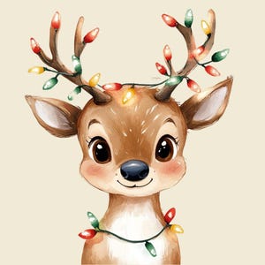 Cute Christmas Reindeer Clipart Set, 21 Pngs, Festive Reindeer ...
