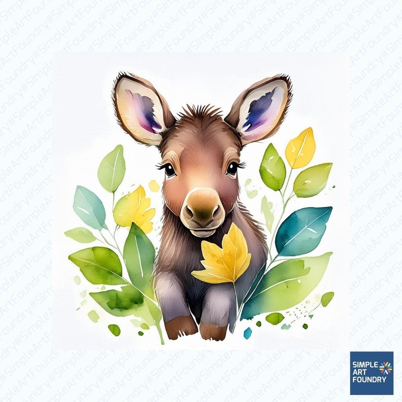 15 Baby Moose Clipart | Watercolor JPG | Woodland Animals for ...