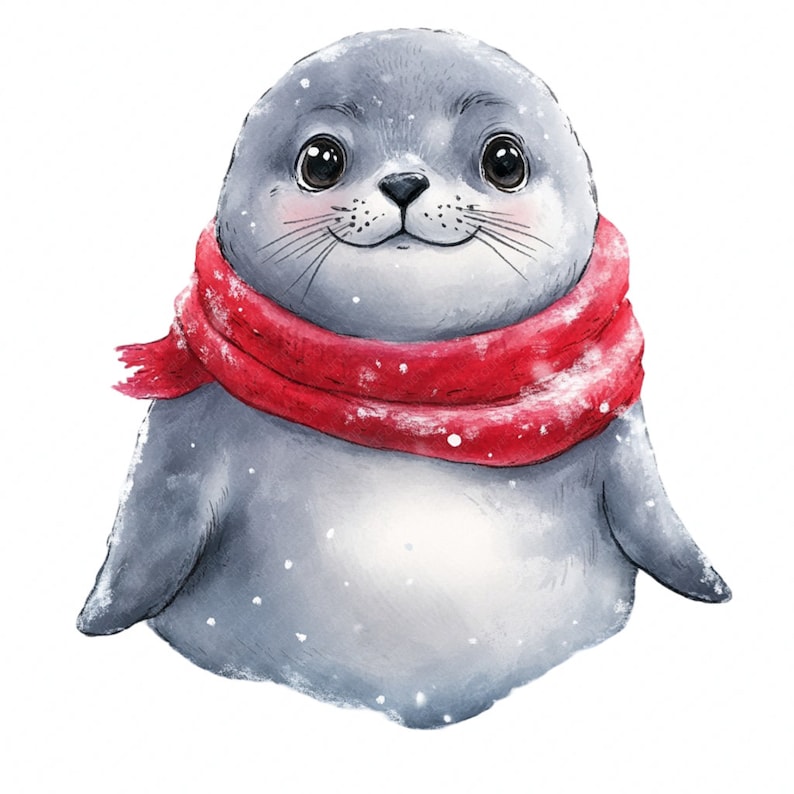 Holiday Baby Seal Clipart: Winter Christmas PNG Set - Etsy