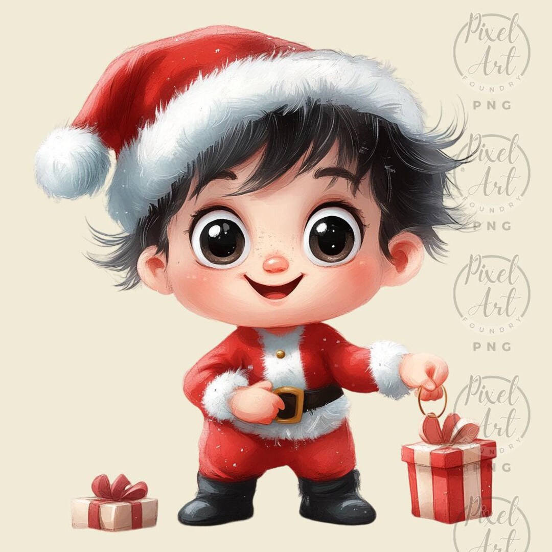 Quirky Christmas Baby Boy Clipart Cute Holiday Baby in Santa Outfit ...