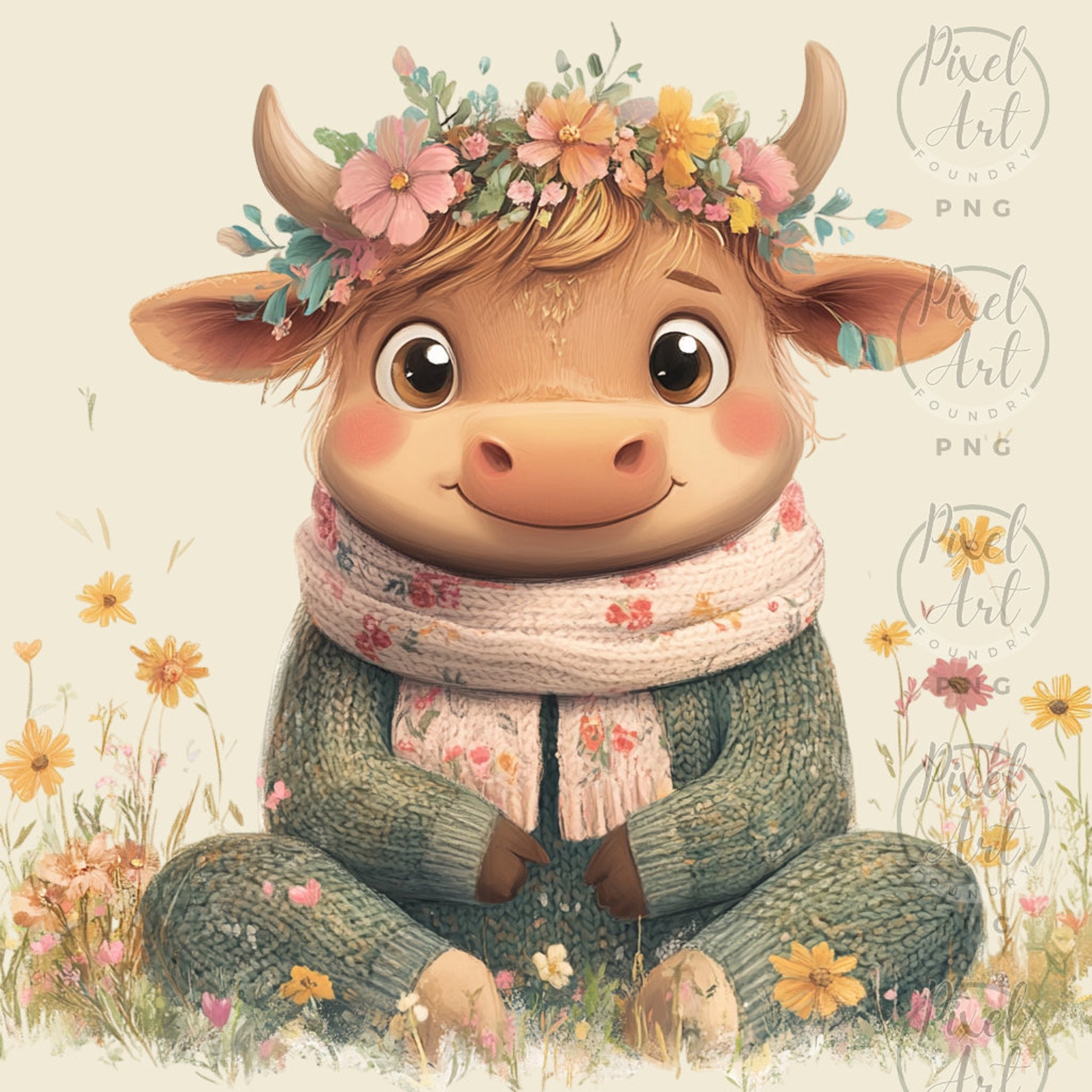 Aurus the Cozy Bull Zodiac Clipart Set Cozy Bull Illustrations Taurus ...