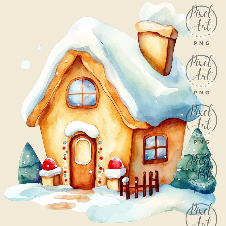 Festive Gingerbread House Clipart Set, 33 Pngs, Candy Christmas Houses ...