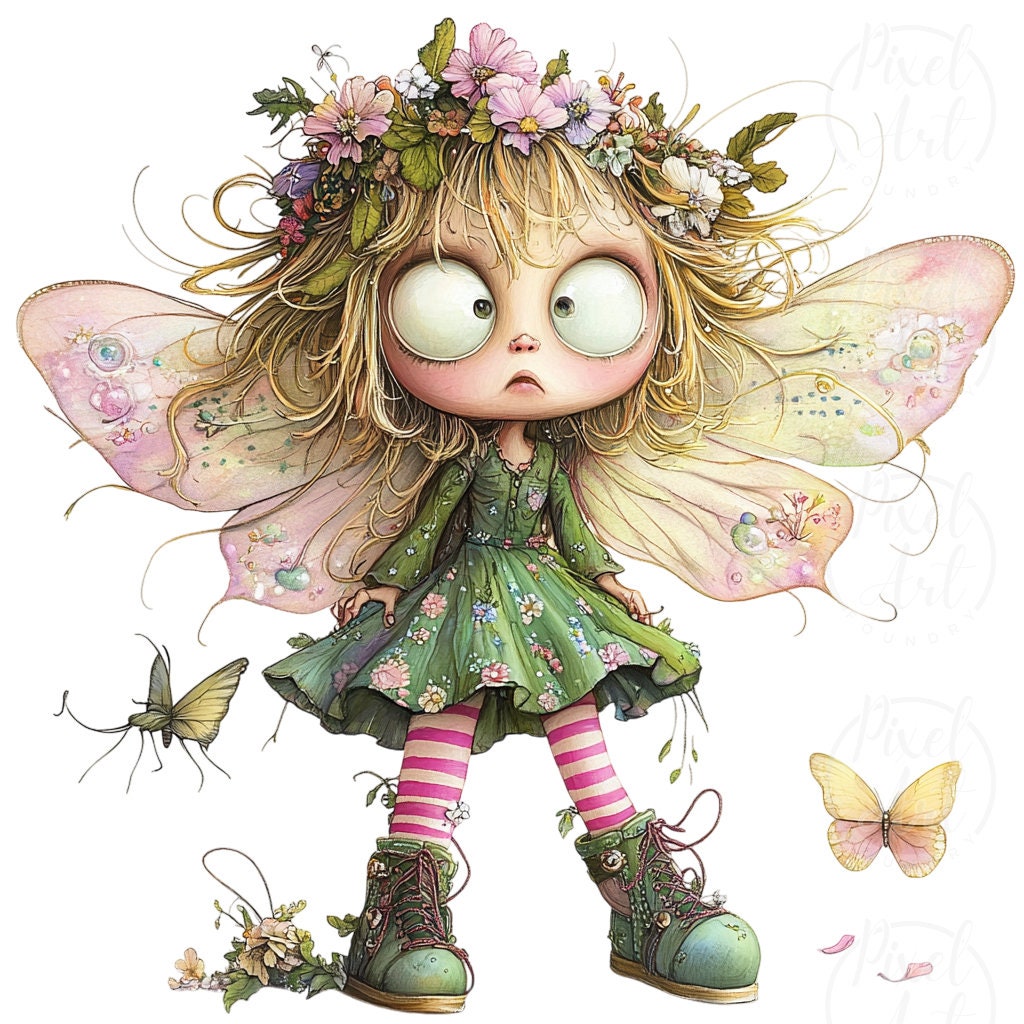 Whimsical Frizzy Haired Fairy Clipart Set: 20 Pngs (digital Download ...