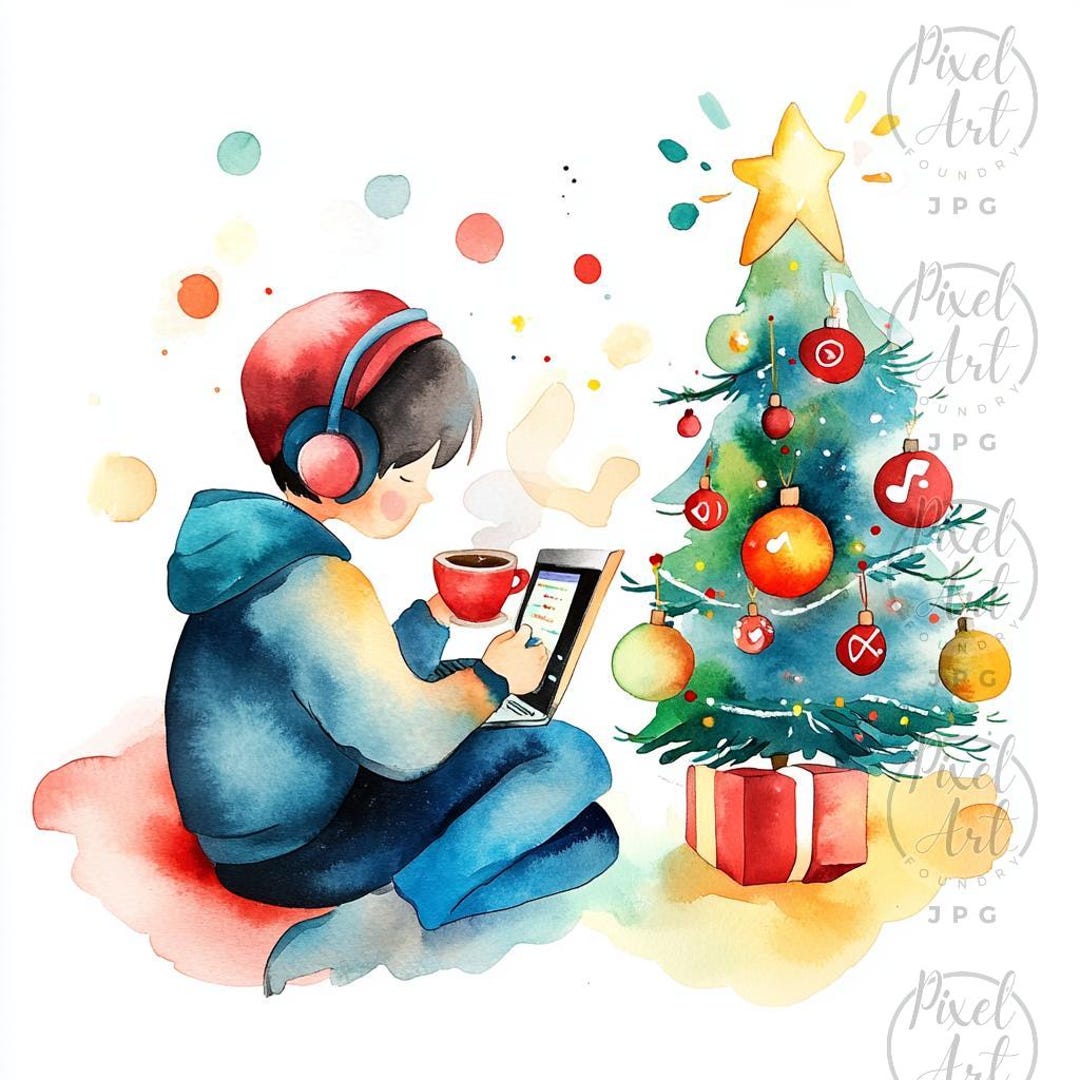 Winter Coding Clipart: Watercolor Tech Holiday Decor (21 Jpgs) - Etsy