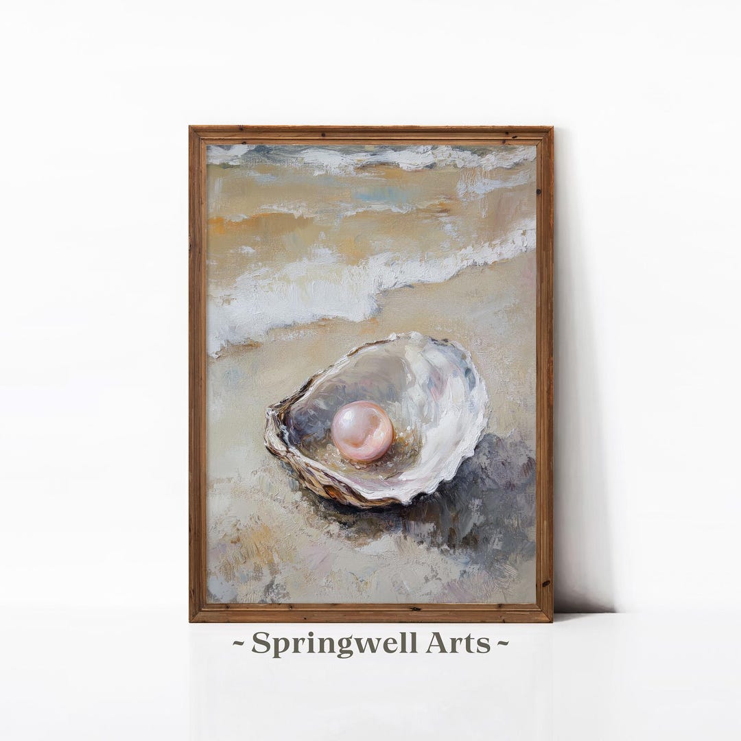 Pink Pearl Seashell Painting: Coastal Beach Art (digital Download) - Etsy