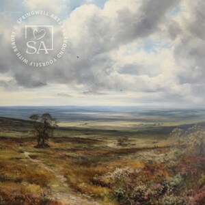 Antique Prairie Landscape Painting Cloudy Sky Scenic Artwork Digital ...