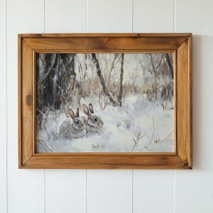 Rustic Winter Bunny Rabbits Printable Art | Woodland Snowy Forest ...