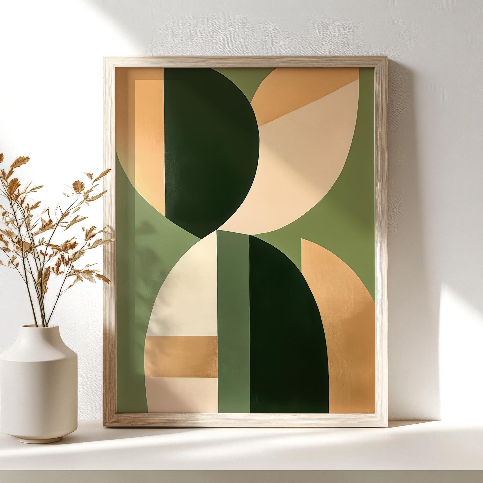 Sage Green and Beige Abstract Shapes Print, Earth Tones Color Art ...