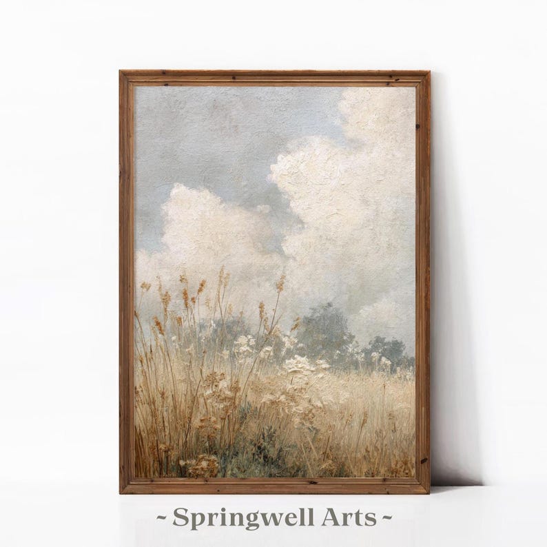 Prairie Grass Print Set of 2, Vintage Farmhouse Landscape (digital ...