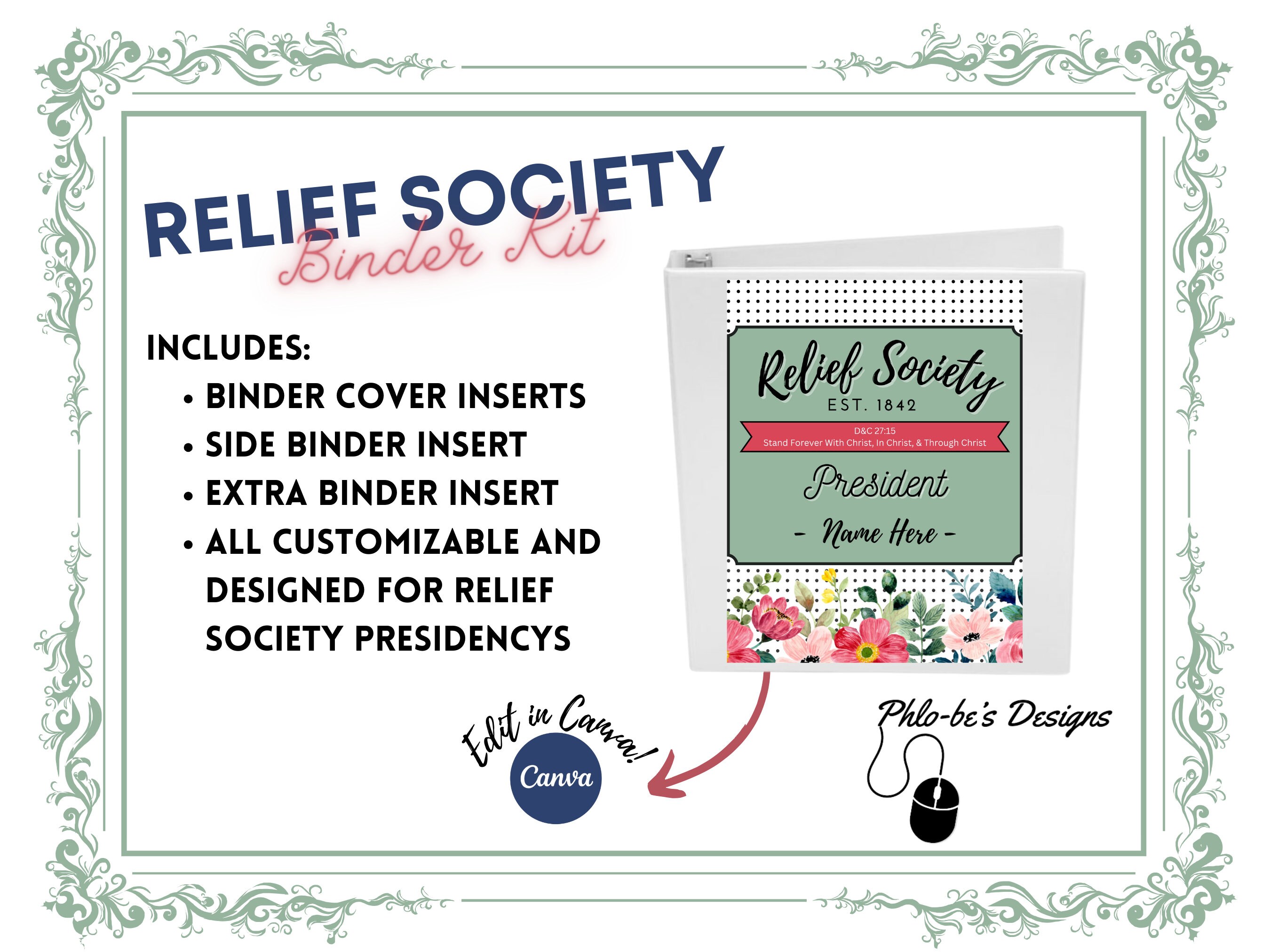 Customizable Relief Society Binder Kit_1" Binder - Etsy
