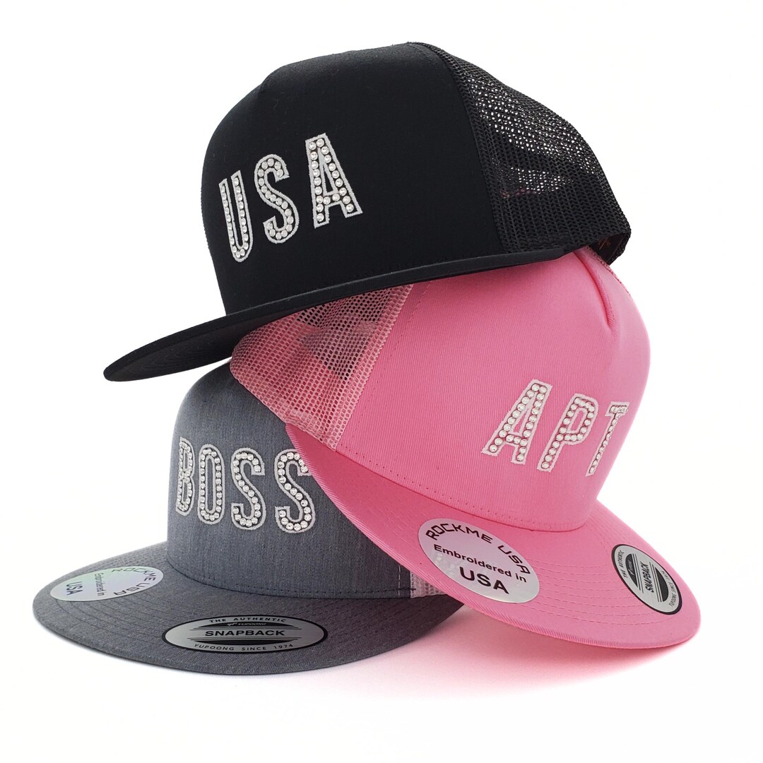 Custom Rhinestone With Embroidery Women's Trucker Hat, Personalized ...
