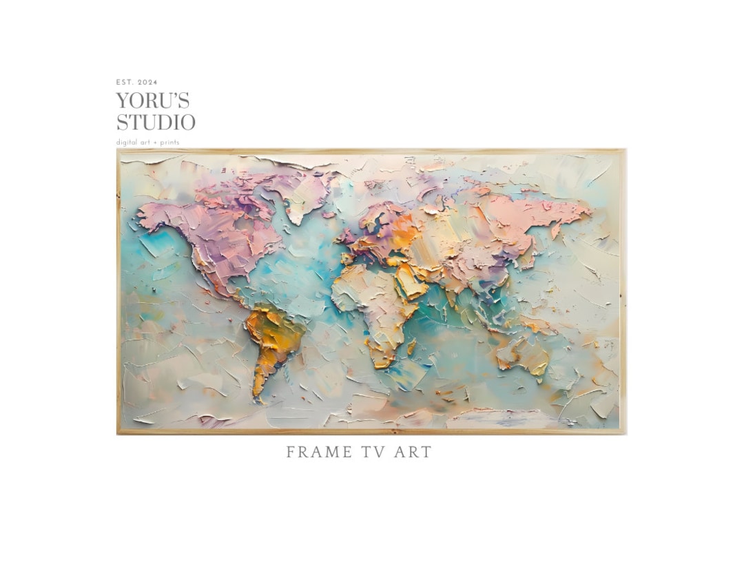 Samsung Frame TV Art | Frame TV Art | World Map | Geography | Pastels ...