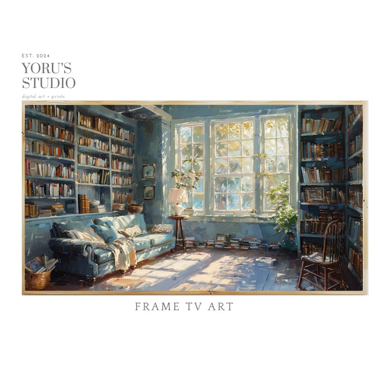 Frame Tv Art Cozy Books - Etsy