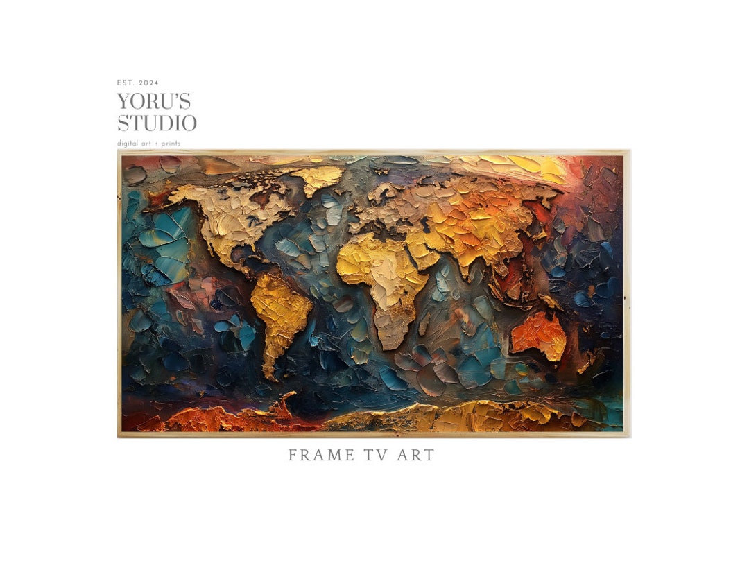 Samsung Frame TV Art | Frame TV Art | Colors | Dreamy World Map ...