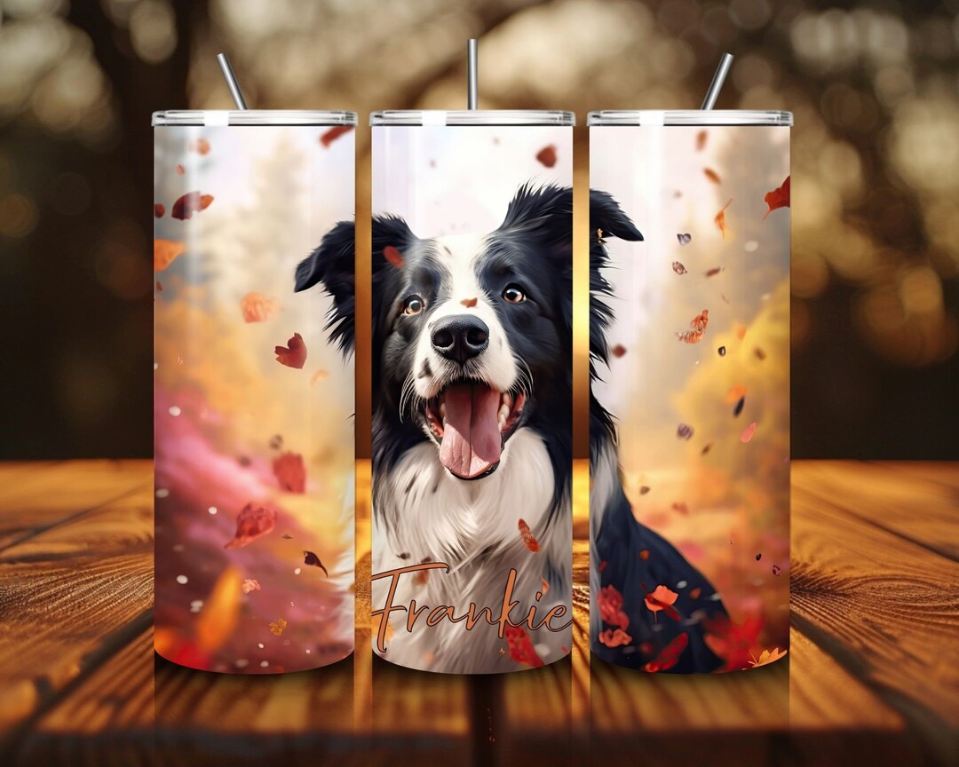 Personalized Border Collie Tumbler: Watercolor Dog Art, Dog Lover Gift ...