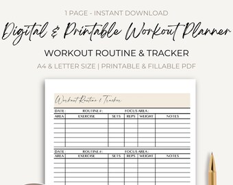 Printable Workout Planner Insert | Weekly Weight Tracker Insert ...