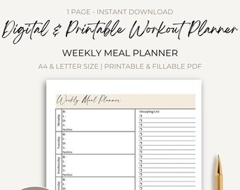 Printable Workout Planner Insert | Weekly Weight Tracker Insert ...