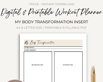 Printable Workout Planner Insert | Weekly Weight Tracker Insert ...