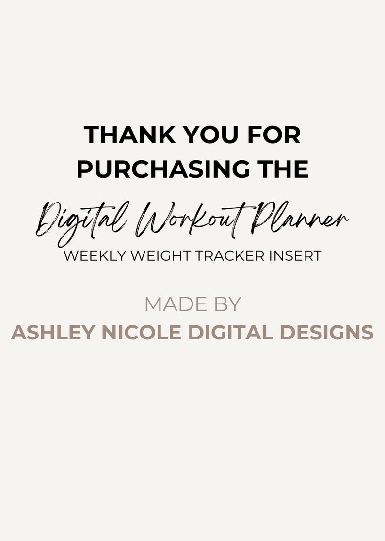 Printable Workout Planner Insert | Weekly Weight Tracker Insert ...