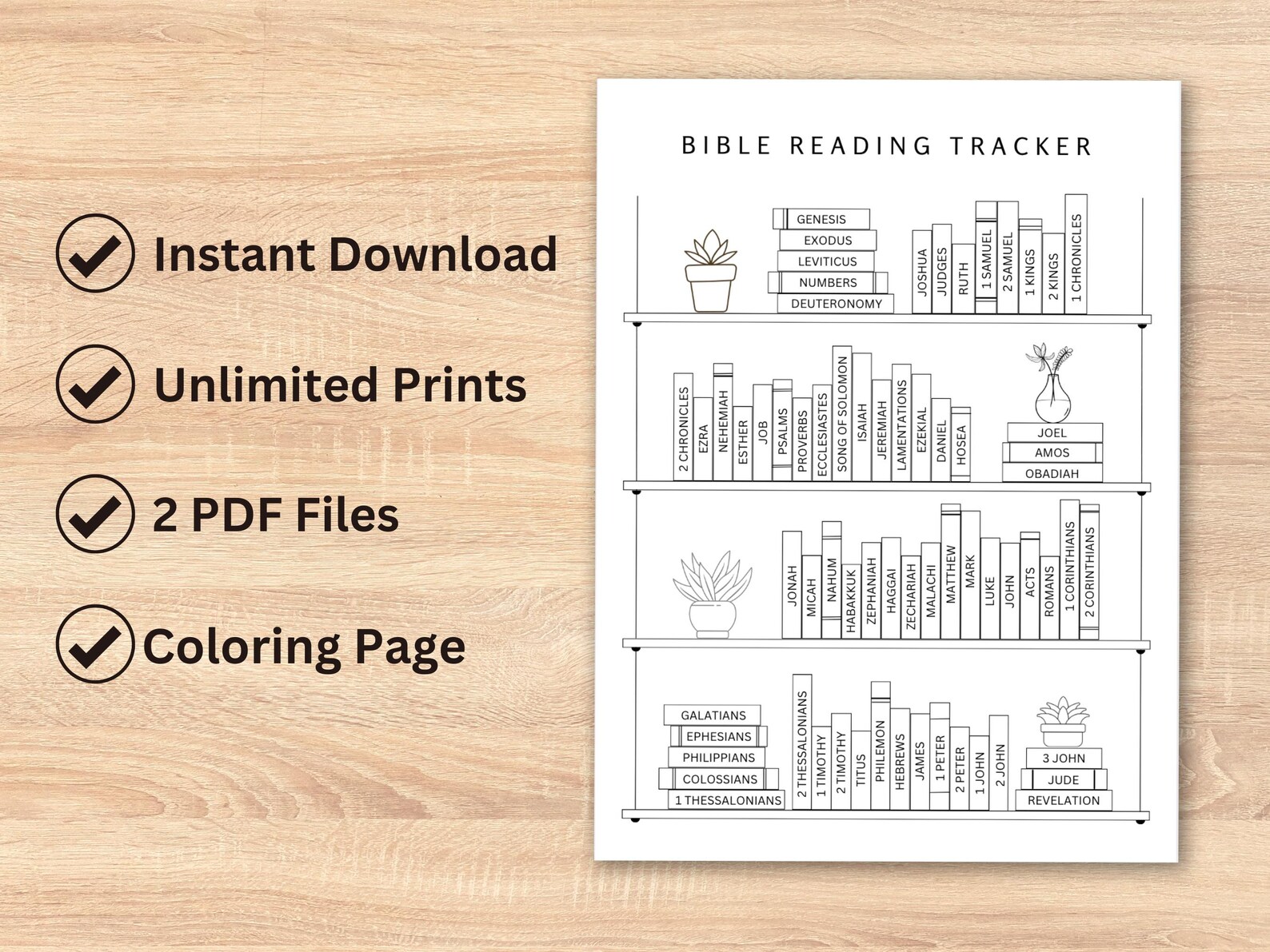 Bible Bookshelf Reading Tracker Printable | Coloring Page (PDF) - Etsy