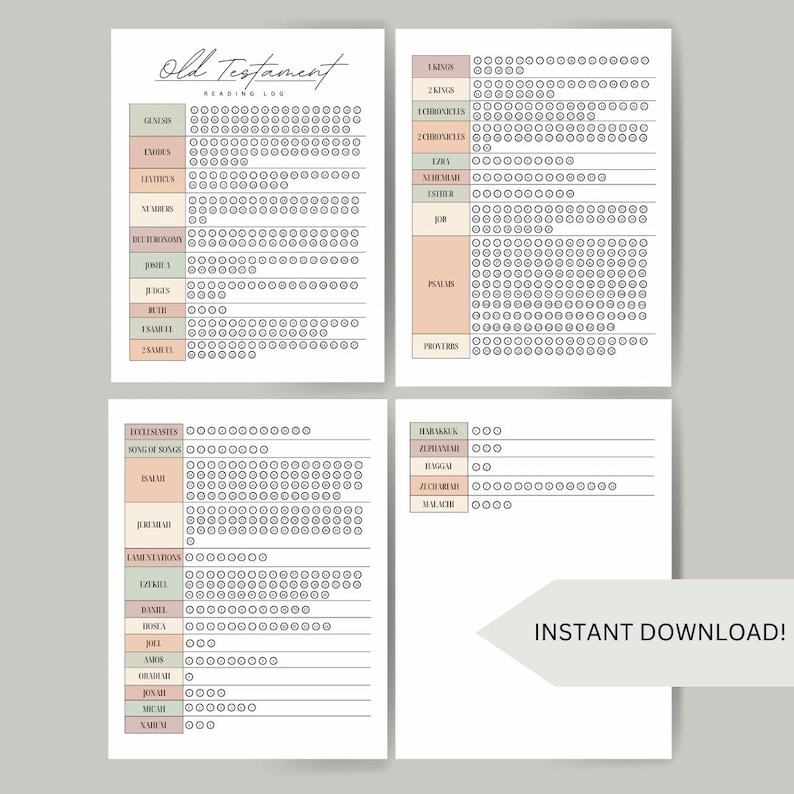 Bible Study Reading Tracker | Printable Reading Tracker | Old Testament ...
