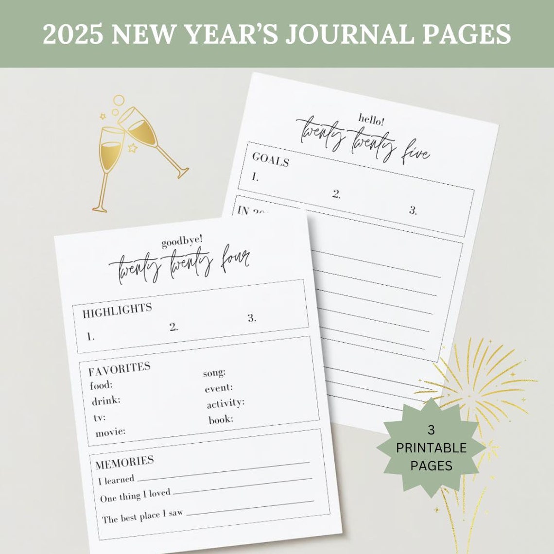 New Years Resolutions Printable | New Year's Activity | NYE Resolutions ...