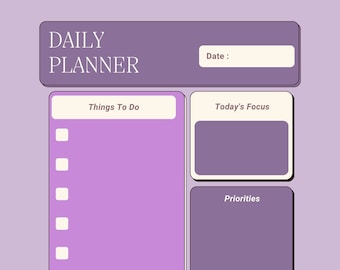 Purple Printable/digital Daily Planner, Health Check and Checklist - Etsy