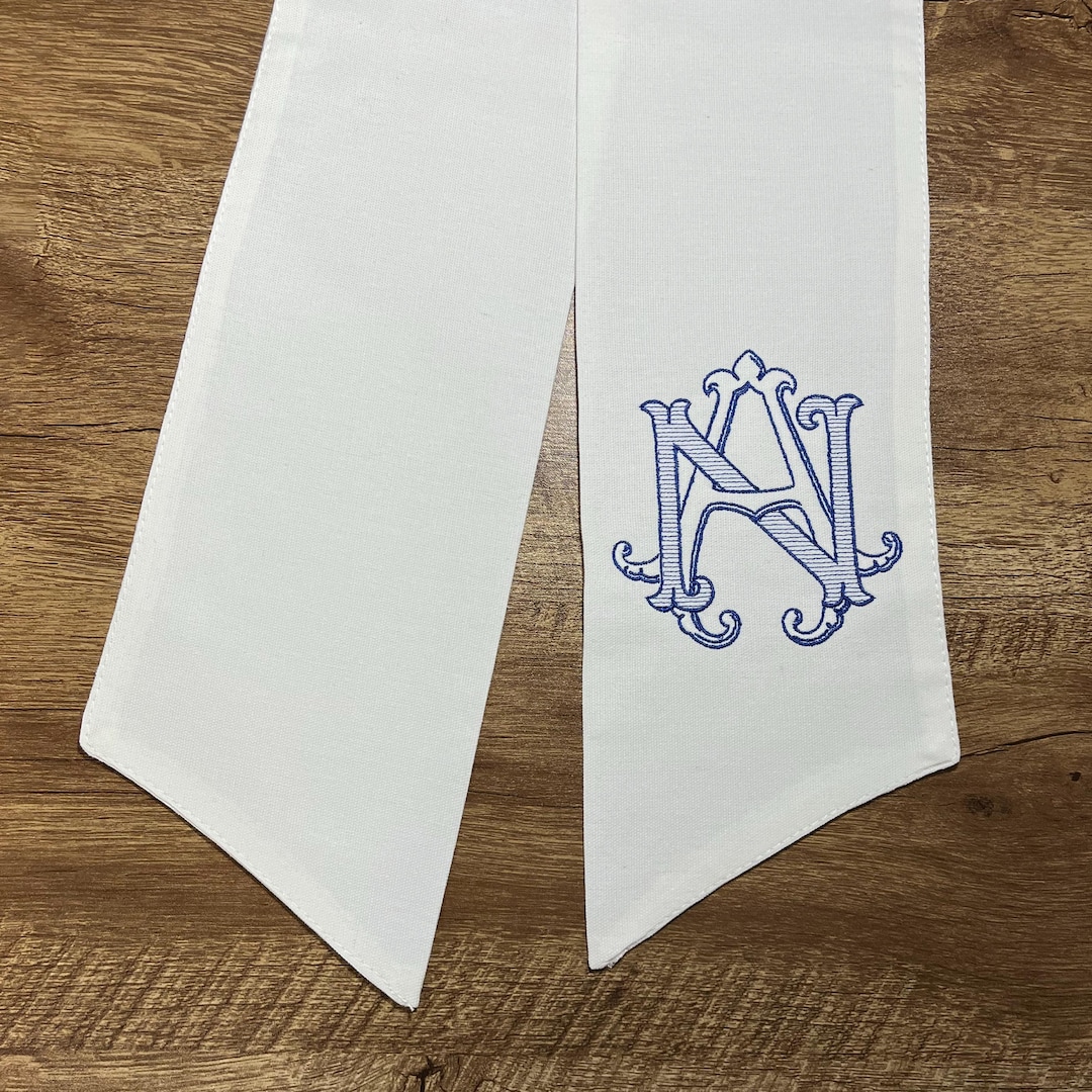 Double Initial Antique Monogrammed Wreath Sash | Personalized Wedding ...