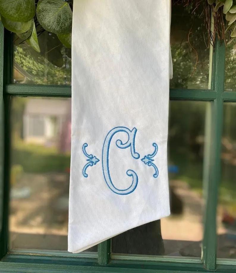 Monogrammed Lined Initial Sash for Wreaths and Baskets. Great for Your ...