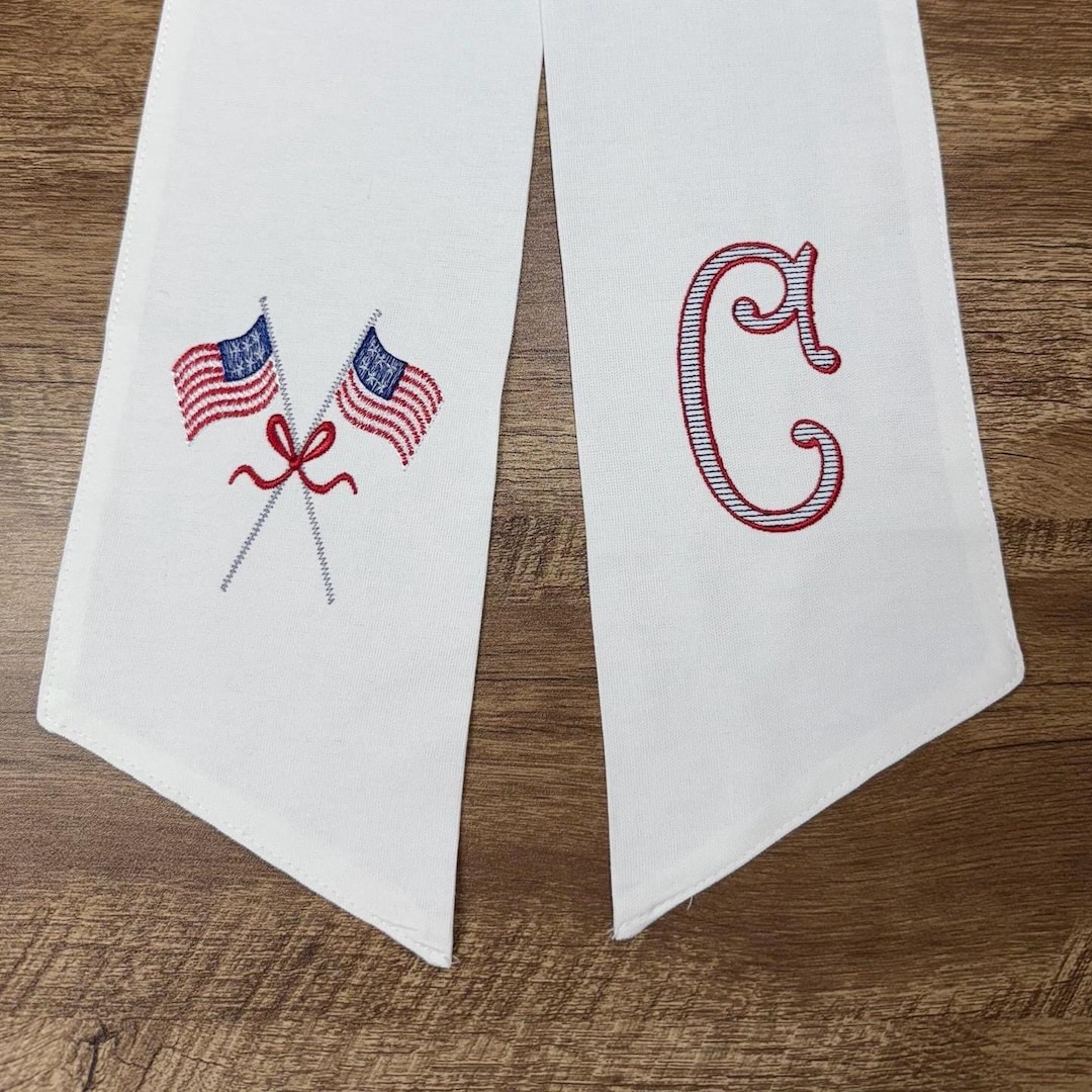Flag Wreath Sash Monogram Initial | Memorial Day | July 4th | Red White ...