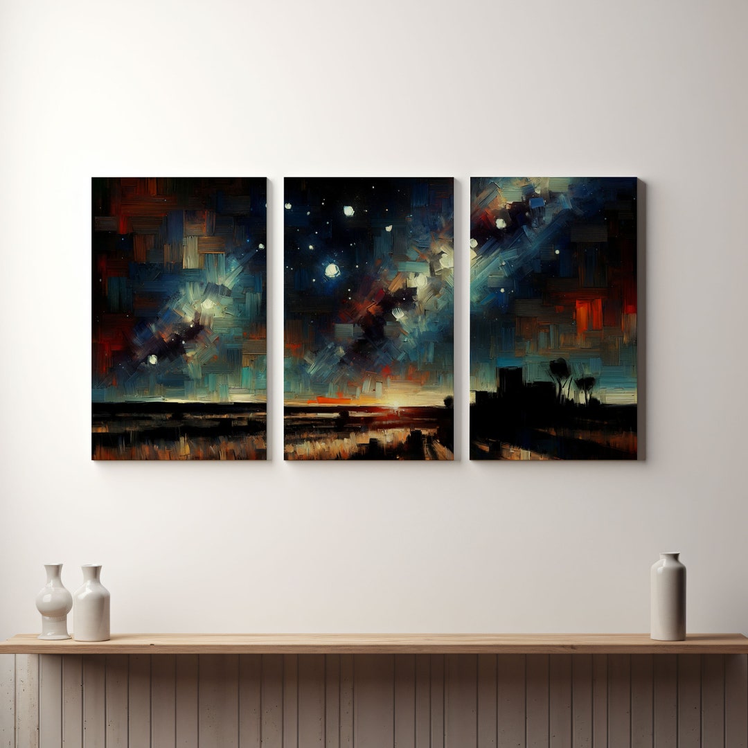 Outback Night Sky Painting | Vintage Landscape Print | Outback Night ...