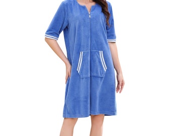 Super Plush Front Zipper Soft Robe Zipper Bathrobe Dressing Gown - Etsy