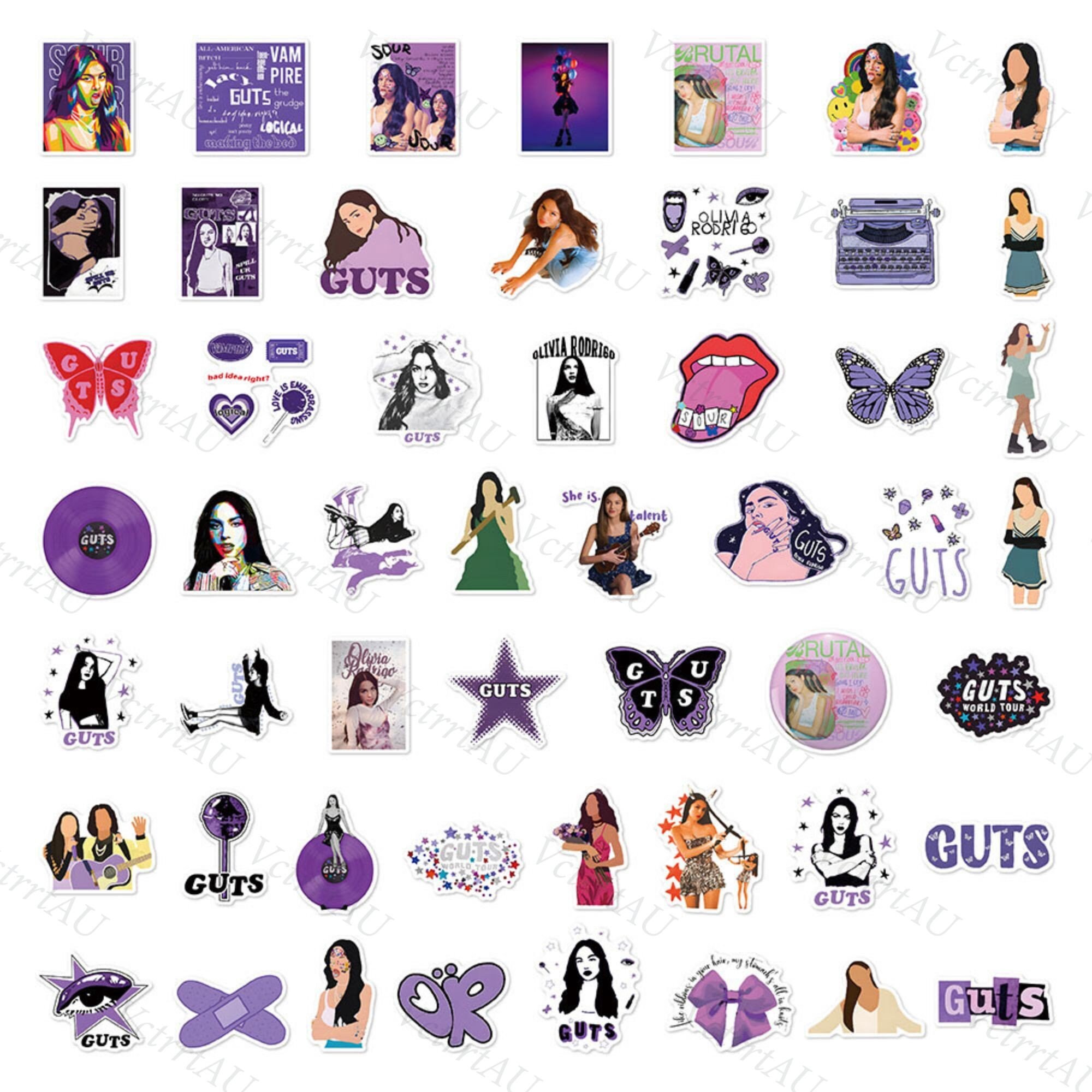 Livvy Liv Rodrigo Fan Sticker 50 PCS A Set Skateboard GUTS Journals ...