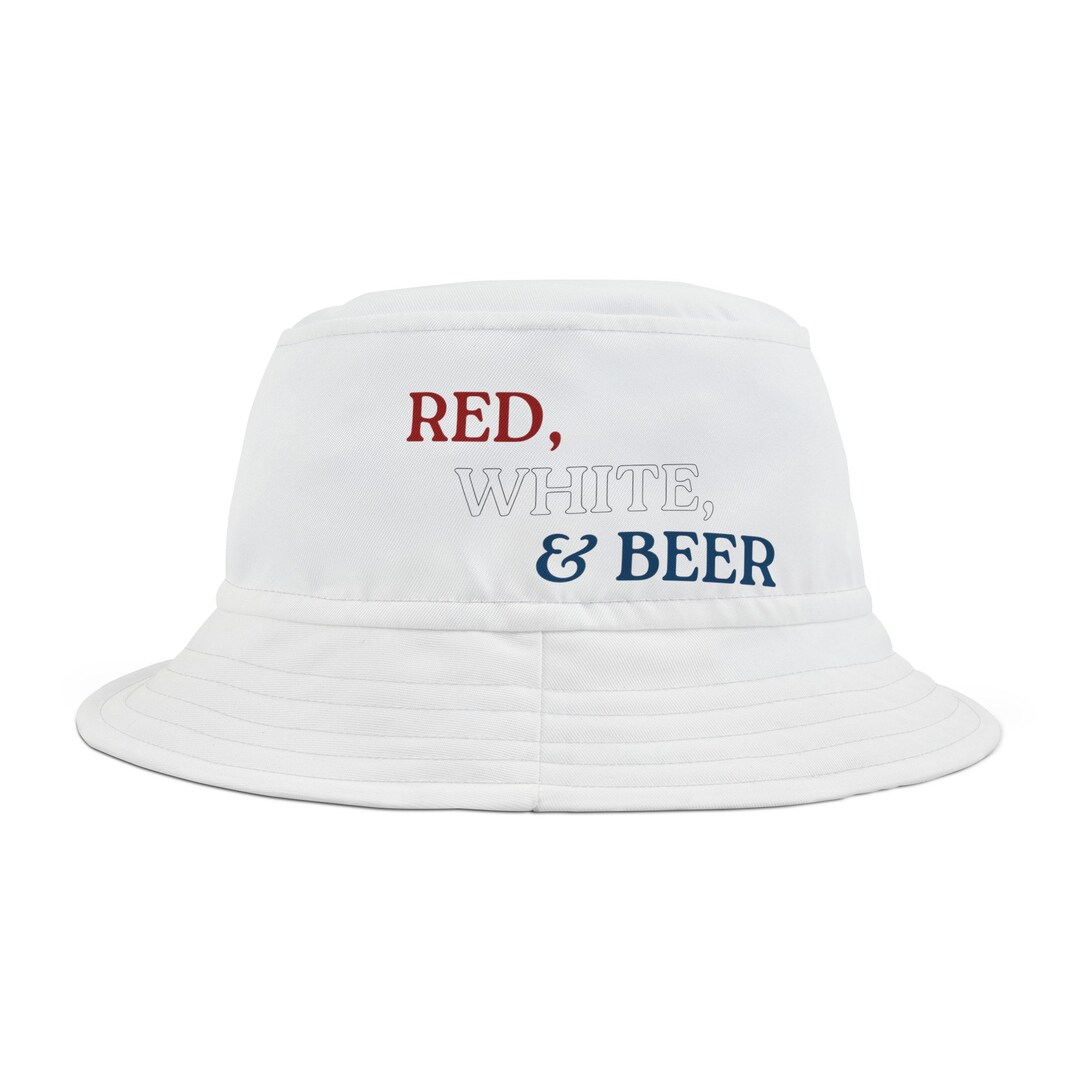 Red White and Beer Bucket Hat 4th of July Hat, Independence Day ...