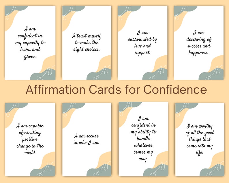 Printable Daily Positive Affirmations for Building Confidence, Self ...
