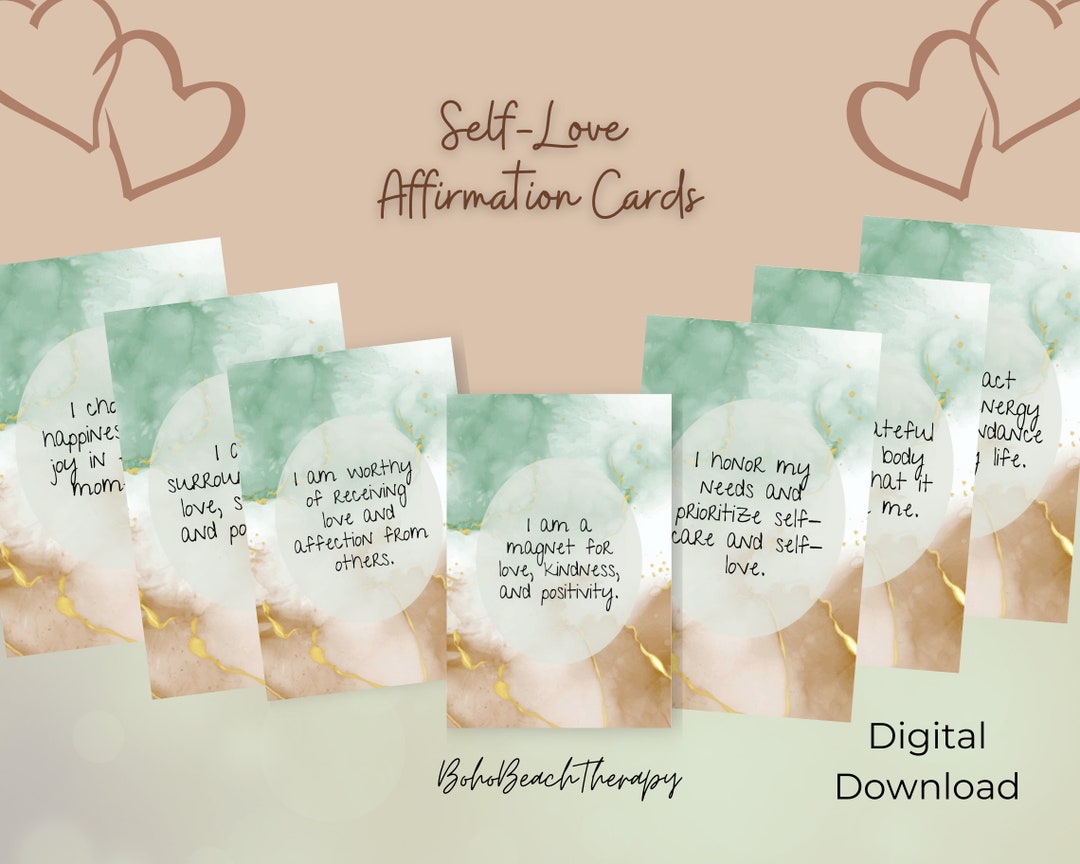 Printable Self-love Positive Affirmations, Daily Affirmation Cards ...