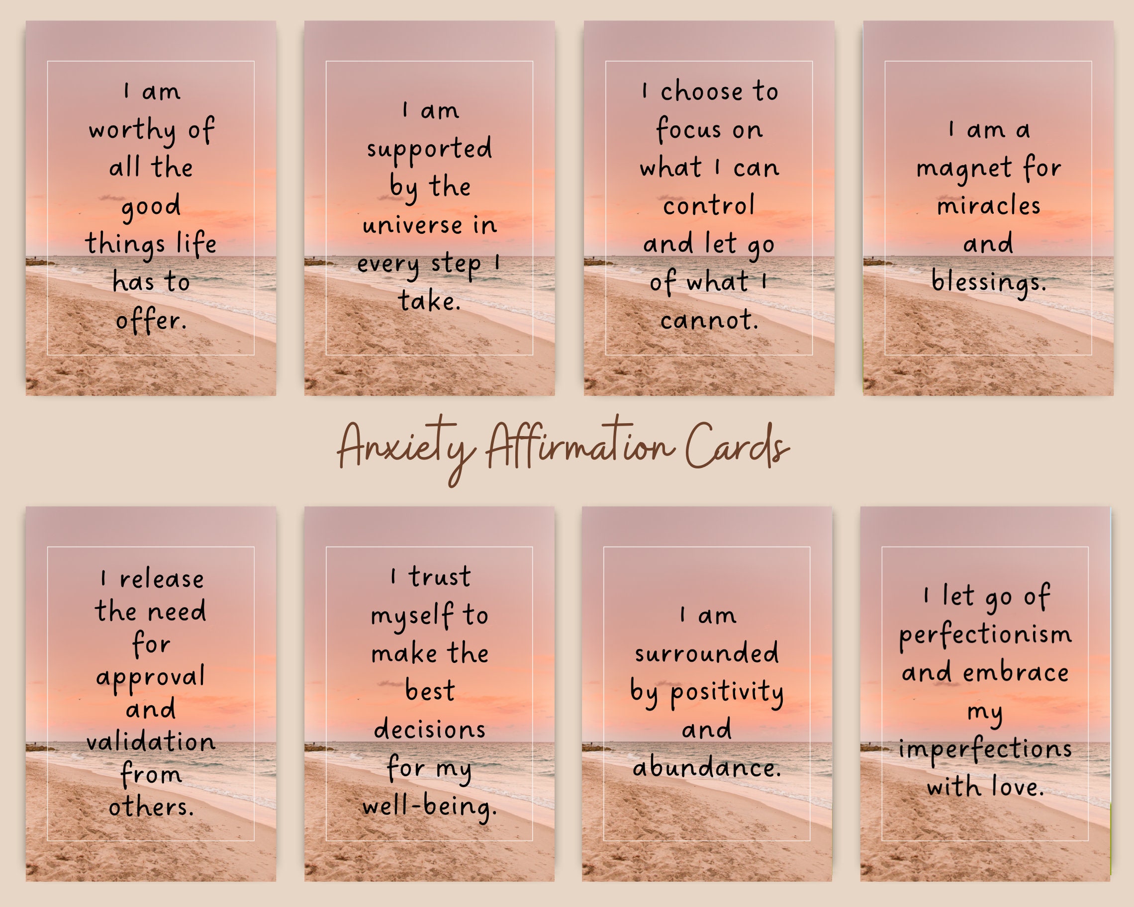 Printable Positive Affirmation Cards for Anxiety Relief, Digital ...