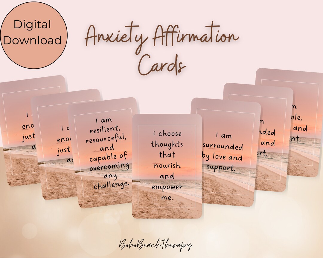 Printable Positive Affirmation Cards for Anxiety Relief, Digital ...