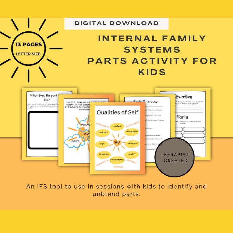 IFS Therapist Bundle, Parts Activity for Kids, Daily Parts Journal ...