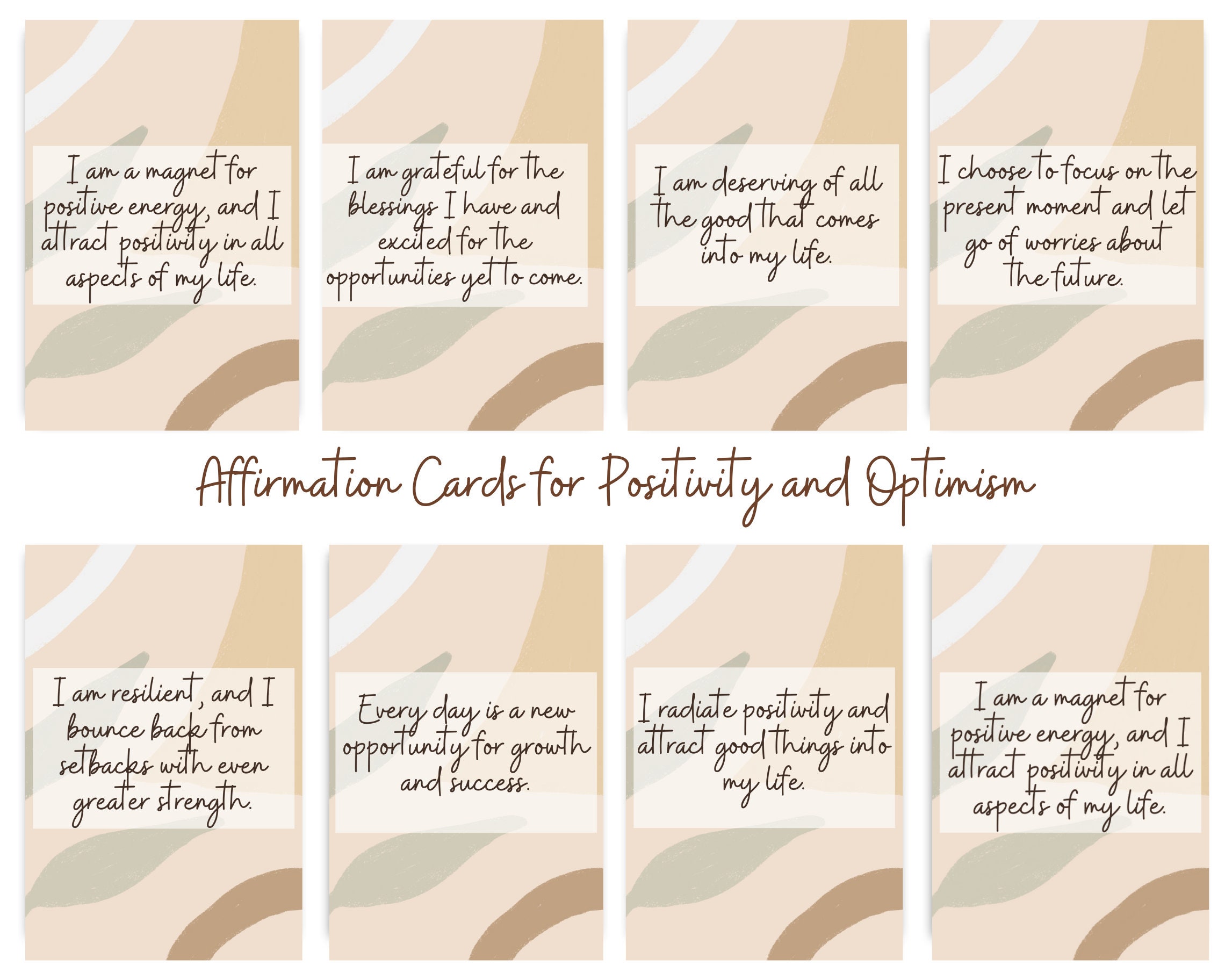 Affirmation Cards for Positive Thinking and Optimism, Self Care Cards ...